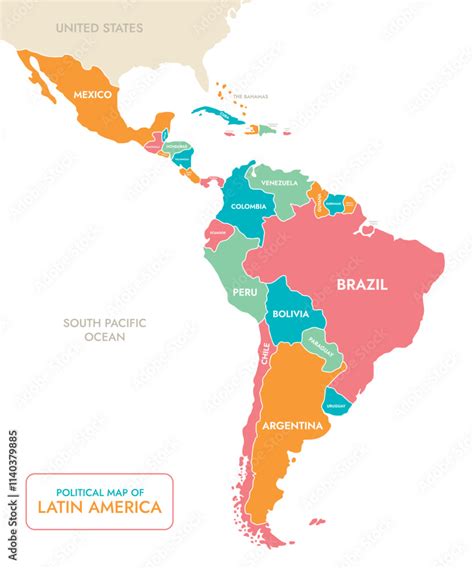 Political Map Of Latin America Stock Vector Adobe Stock