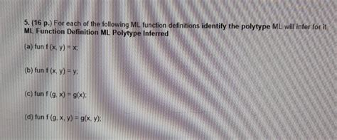 Solved 5 16 P For Each Of The Following Ml Function