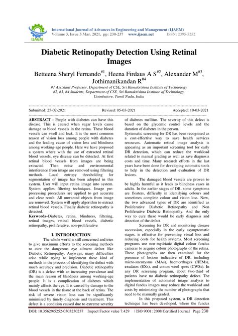 Pdf Diabetic Retinopathy Detection Using Retinal Images