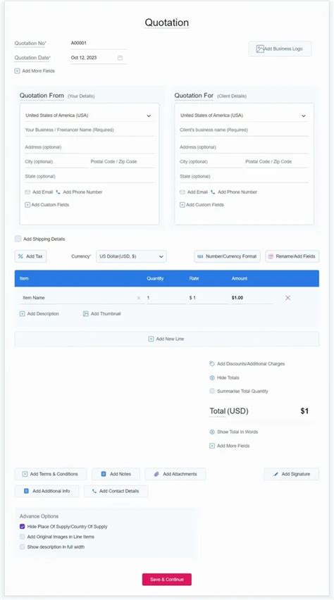 Quotation Templates For Free Download Pdf