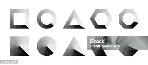 Basic Geometric Shapes With Bitmap Dither Clockwise Gradient Vector Collection Stock