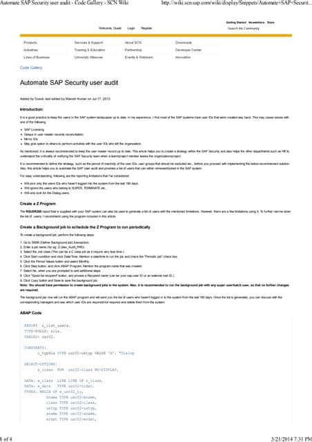 Automate Sap Security User Audit Pdf