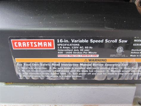 Lot Detail Craftsman 16 Variable Speed Scroll Saw