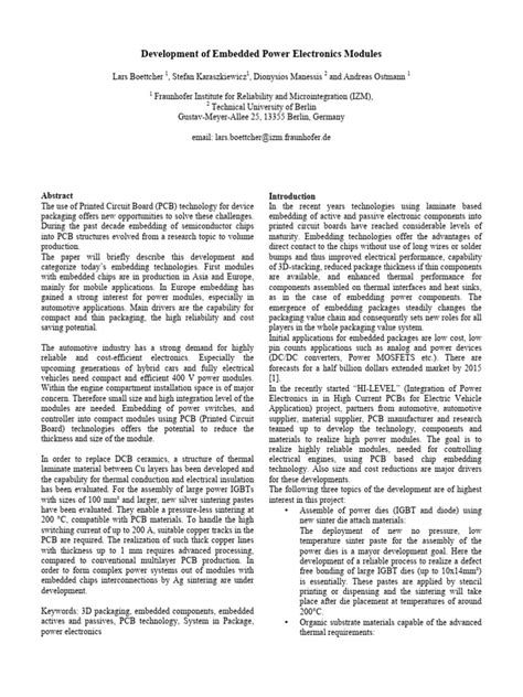 Development Of Embedded Power Electronics Modules Pdf Printed Circuit Board Integrated Circuit