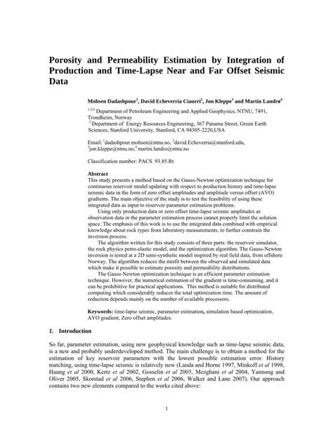 Pdf Porosity And Permeability Estimation By Integration Of €¦ · 1 Porosity And Permeability