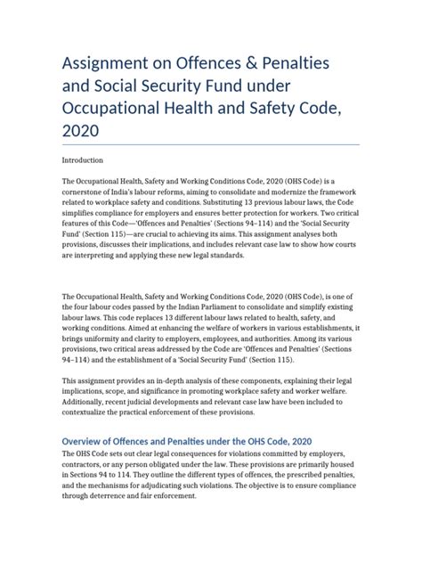 Ohs Code 1500words Assignment Final Revised Conclusion Pdf Occupational Safety And Health