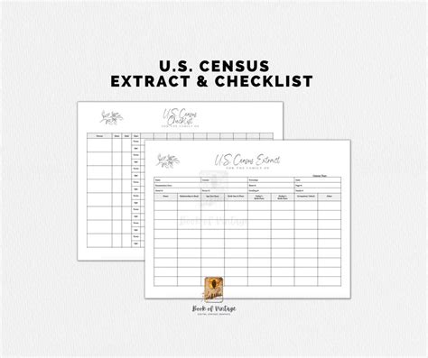 US Census Extract Checklist Worksheets 2 PDF Files Printable