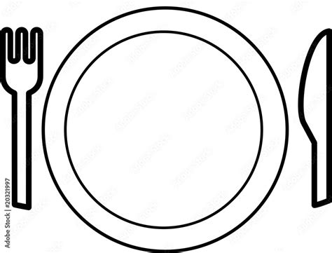 Illustration Stock Assiette Et Couverts Adobe Stock