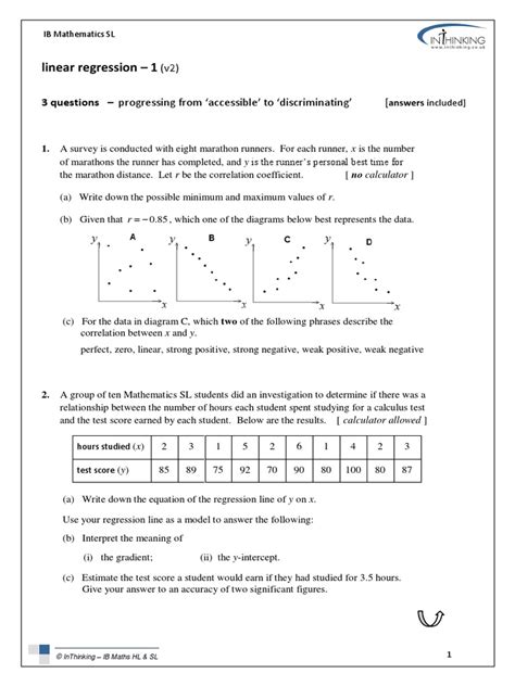 Linear Regression 1 Answers Included Pdf Regression Analysis