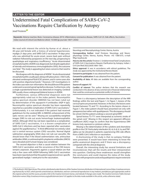 Pdf Undetermined Fatal Complications Of Sars Cov 2 Vaccinations