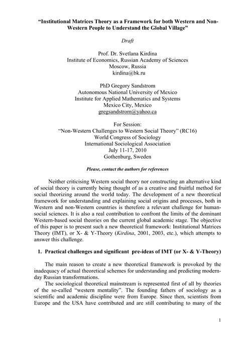 Pdf Institutional Matrices Theory As A Framework For Both Western And