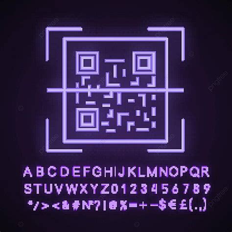 Qr Code Scanner Neon Light Icon Barcode Binary Neon Vector Barcode Binary Neon Png And Vector