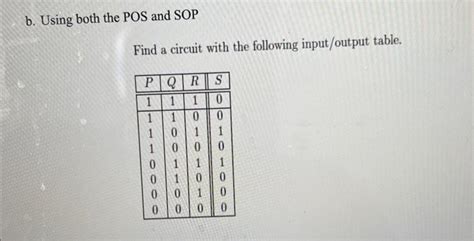 b using both the pos and sop find a circuit with the