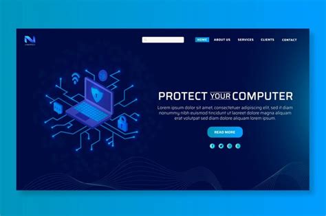 Free Vector Cyber Security Landing Page Template