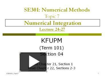 SE Numerical Methods Topic Numerical Integration Lecture Presentation Free To Download