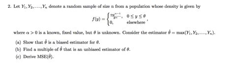 Let Y1y2 Yn Denote A Random Sample Of Size N