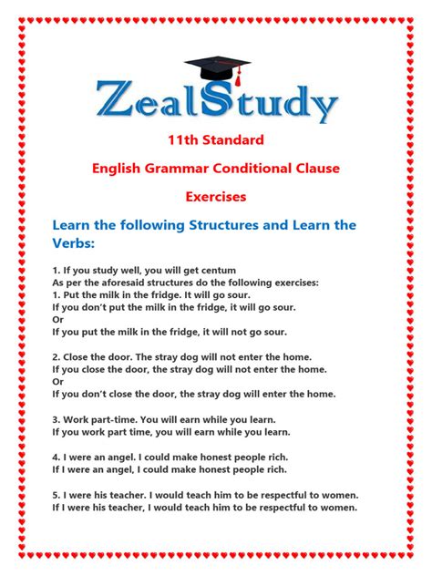 Conditional Clause Exercises Pdf Syntax Linguistics