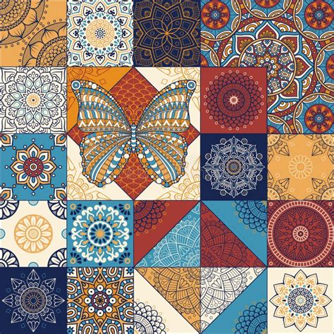 Этническая флористическая безшовная картина с мандалами Иллюстрация вектора иллюстрации