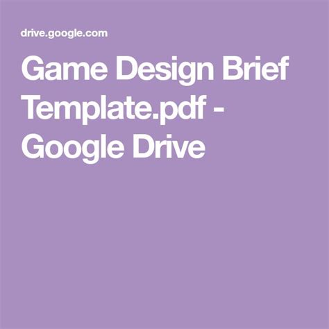 Game Design Brief Template Pdf Google Drive Game Design Games Powerpoint Templates
