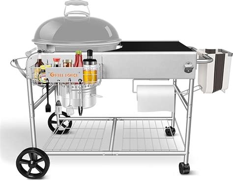 Grill Force Grill Table For Weber 18 And 22 Original Kettlekettle Grill Cart