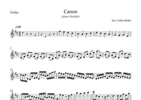 Canon Johann Pachelbel Weddingreduced Version For Violin Solo Arr