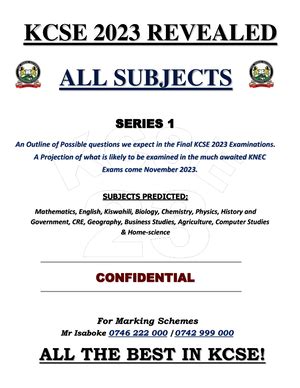 KCSE English Final Prediction 2023 KCSE 2023 FINAL PREDICTION ENGLISH KCSE PREDICTIONS 1 10