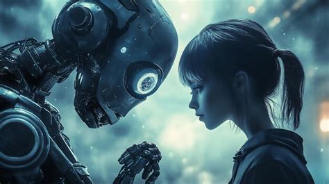 Human And Robot Interaction Premium Ai Generated Image