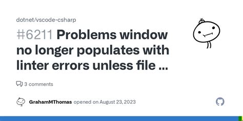 Problems Window No Longer Populates With Linter Errors Unless File Is Open · Issue 6211