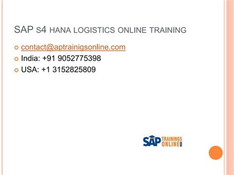 Sap S4 Hana Logistics Ppt Pptx