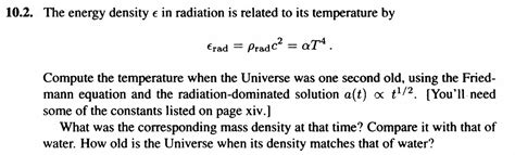 Solved 10 2 ﻿the Energy Density εlon ﻿in Radiation Is