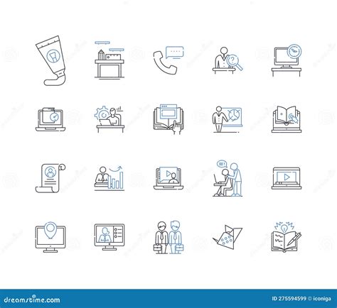 Work Regimen Line Icons Collection Schedule Productivity Efficiency Consistency Discipline