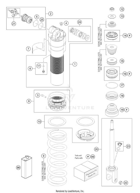 2026 Ktm 250 Xc F 2026 Chassis 2026 Shock Absorber Disassembled Oem