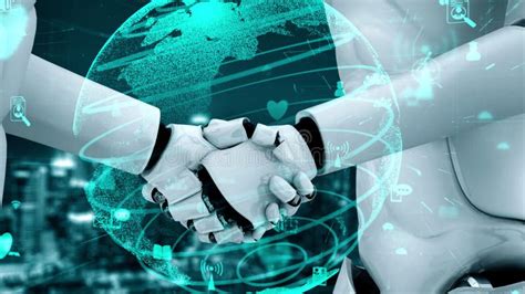 Internet Connection Controlled By Ai Robot Huminoid And Machine Learning Process Stock Footage