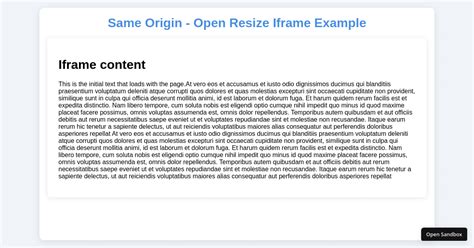 Open Iframe Resize Browser Codesandbox