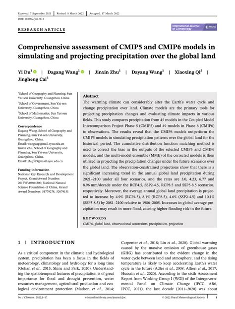 Pdf Comprehensive Assessment Of Cmip5 And Cmip6 Models In Simulating