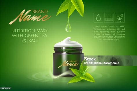 광고 카탈로그 잡지에 대 한 미용 제품에 대 한 포스터 화장품 패키지의 벡터 디자인입니다 크림 젤 바디 로션 녹차 추출 물과