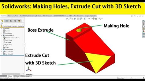 Solidworks Extrude Cut With 3d Sketch Solidworks Solidworks Tutorial Sketching Tools