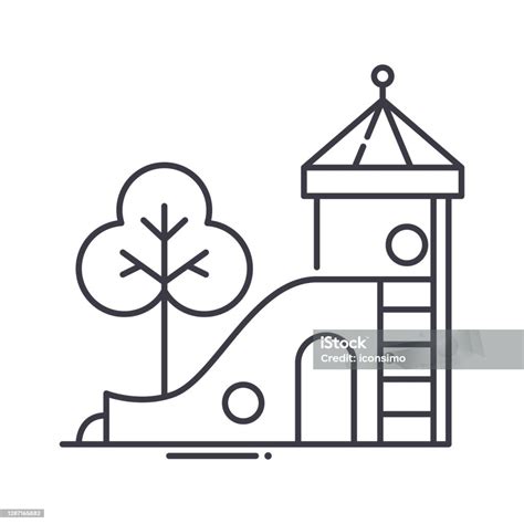 놀이터 아이콘 선형 격리 된 그림 얇은 줄 벡터 웹 디자인 기호 흰색 배경에 편집 가능한 스트로크와 개요 개념 기호 0명에 대한