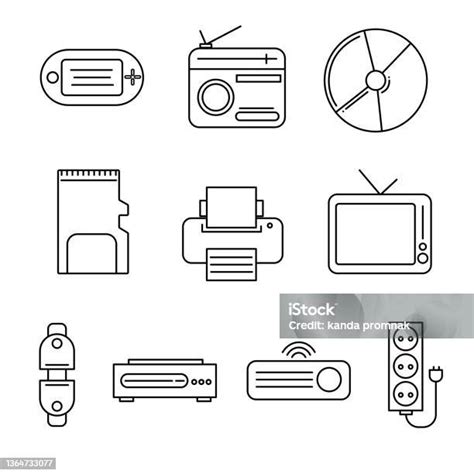 장치에 대한 줄 아이콘을 설정합니다 가정용 전자 제품 다양한 가전 제품 0명에 대한 스톡 벡터 아트 및 기타 이미지 0명 개념 개념과 주제 Istock