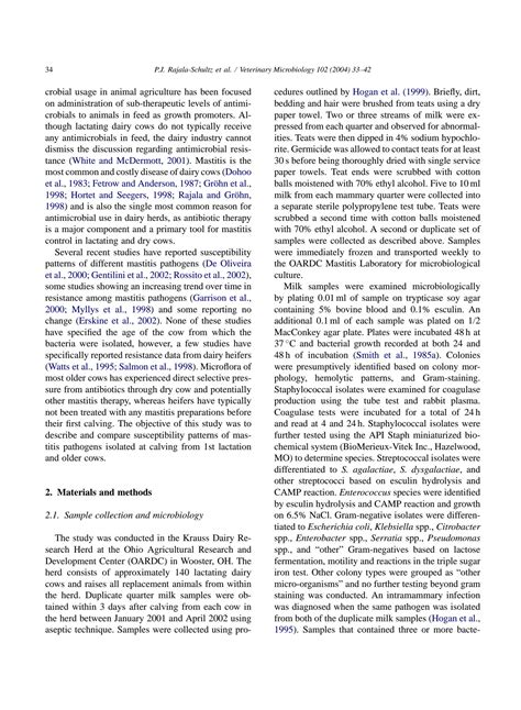Solution Antimicrobial Susceptibility Of Mastitis Pathogens Studypool