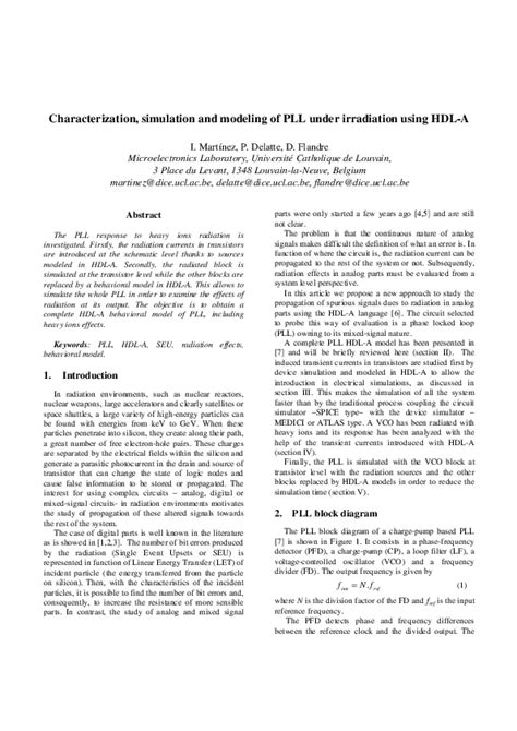 Pdf Characterization Simulation And Modeling Of Pll Under