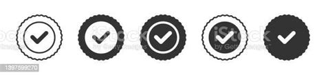 프로필 확인 확인 표시가 아이콘입니다 진드기가있는 스티커 벡터 일러스트레이션 오케이에 대한 스톡 벡터 아트 및 기타 이미지 오케이 인장 검은색 Istock