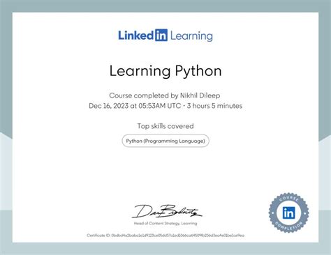 Nikhil Dileep On Linkedin Certificate Of Completion