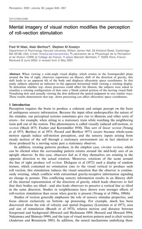 Pdf Mental Imagery Of Visual Motion Modifies The Perception Of Roll