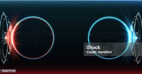 투명한 배경에 불꽃이 튀는 둥근 파란색과 빨간색 광선 야경 벡터에 대한 스톡 벡터 아트 및 기타 이미지 벡터 혼합 무술 Championship Istock