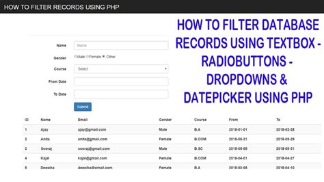 How To Filter Records From Database With Dropdown Using Php Codeigniter