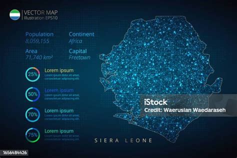 시에라리온 지도 인포그래픽 벡터 템플릿은 파란색 배경에 추상적인 기하학적 메쉬 다각형 조명 개념을 가지고 있다 다이어그램 그래프 프리젠테이션 및 차트를 위한 템플릿 0명에