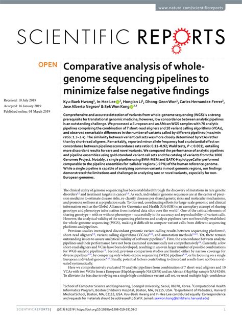 Pdf Comparative Analysis Of Whole Genome Sequencing Pipelines To Minimize False Negative Findings