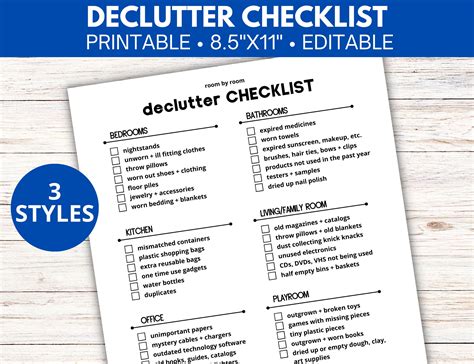 Declutter Checklist Printable Spring Cleaning Checklist Cleaning Planner Home Organization