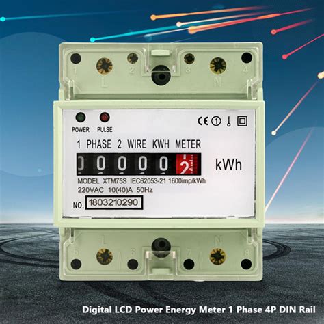 Electric Meter 6 Pole Width 2 Led Indicators 1 Phase Din Rail Energy Meter Widely Used For